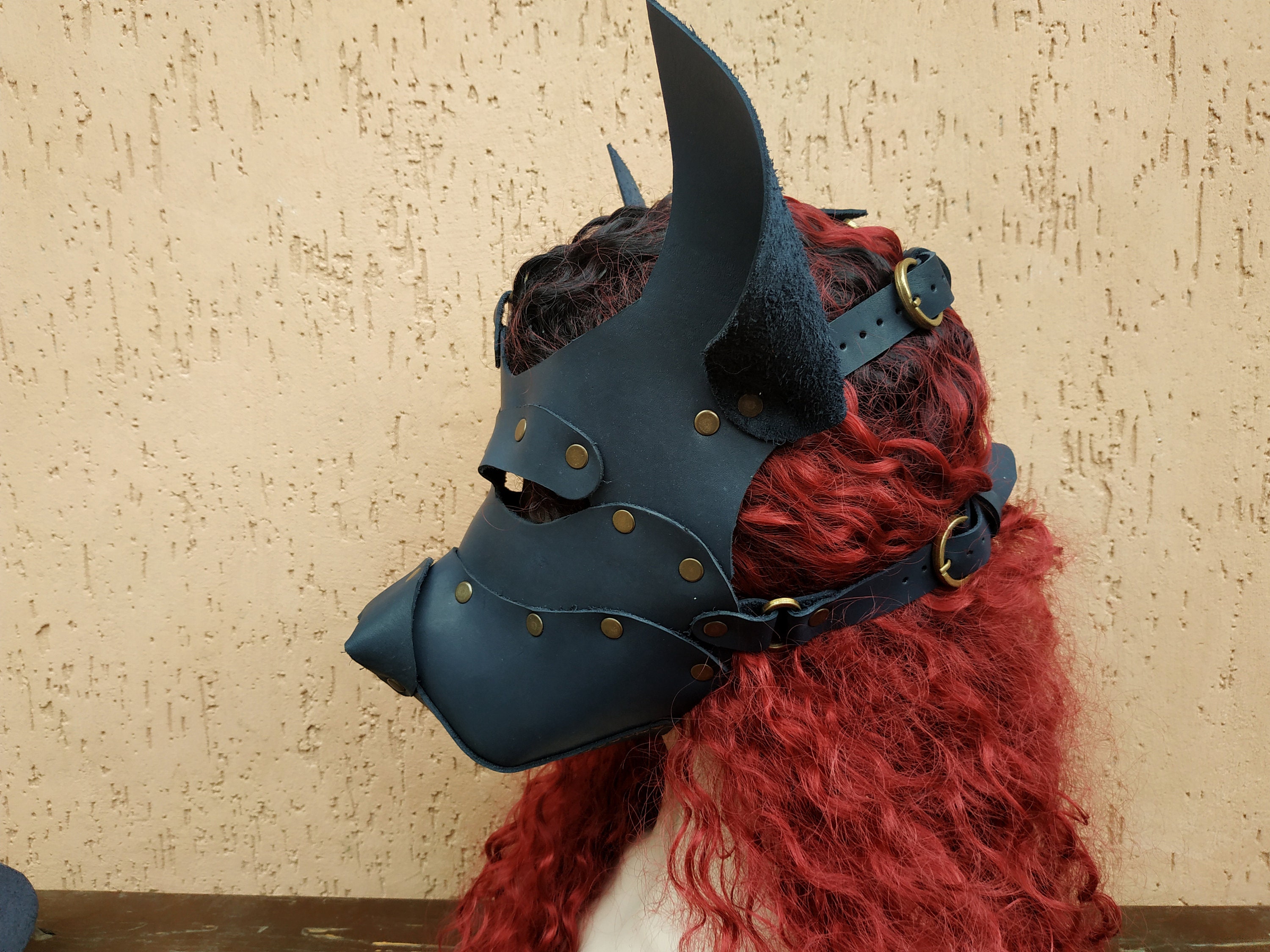 Leather Dog Mask Facemask Puppy Mask Pet Play Pup Hood | Etsy