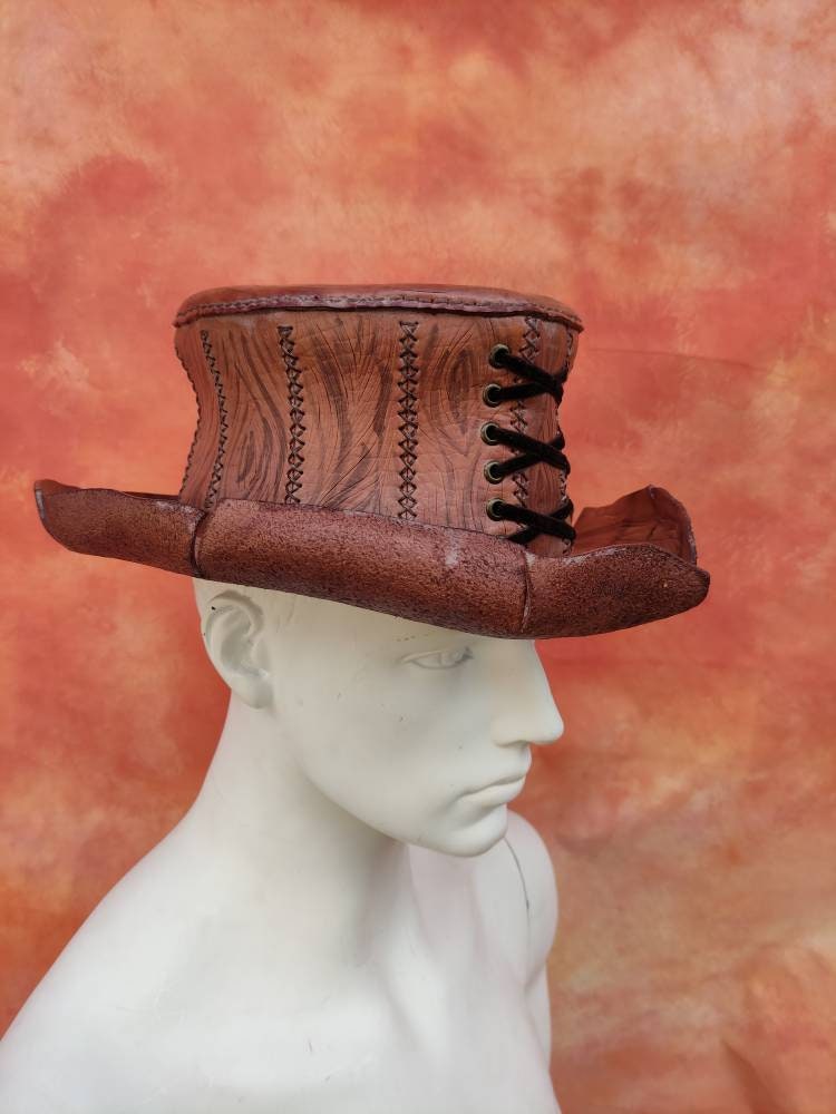 Leather Witch wizard hat Veg tan leather Pixie Halloween | Etsy