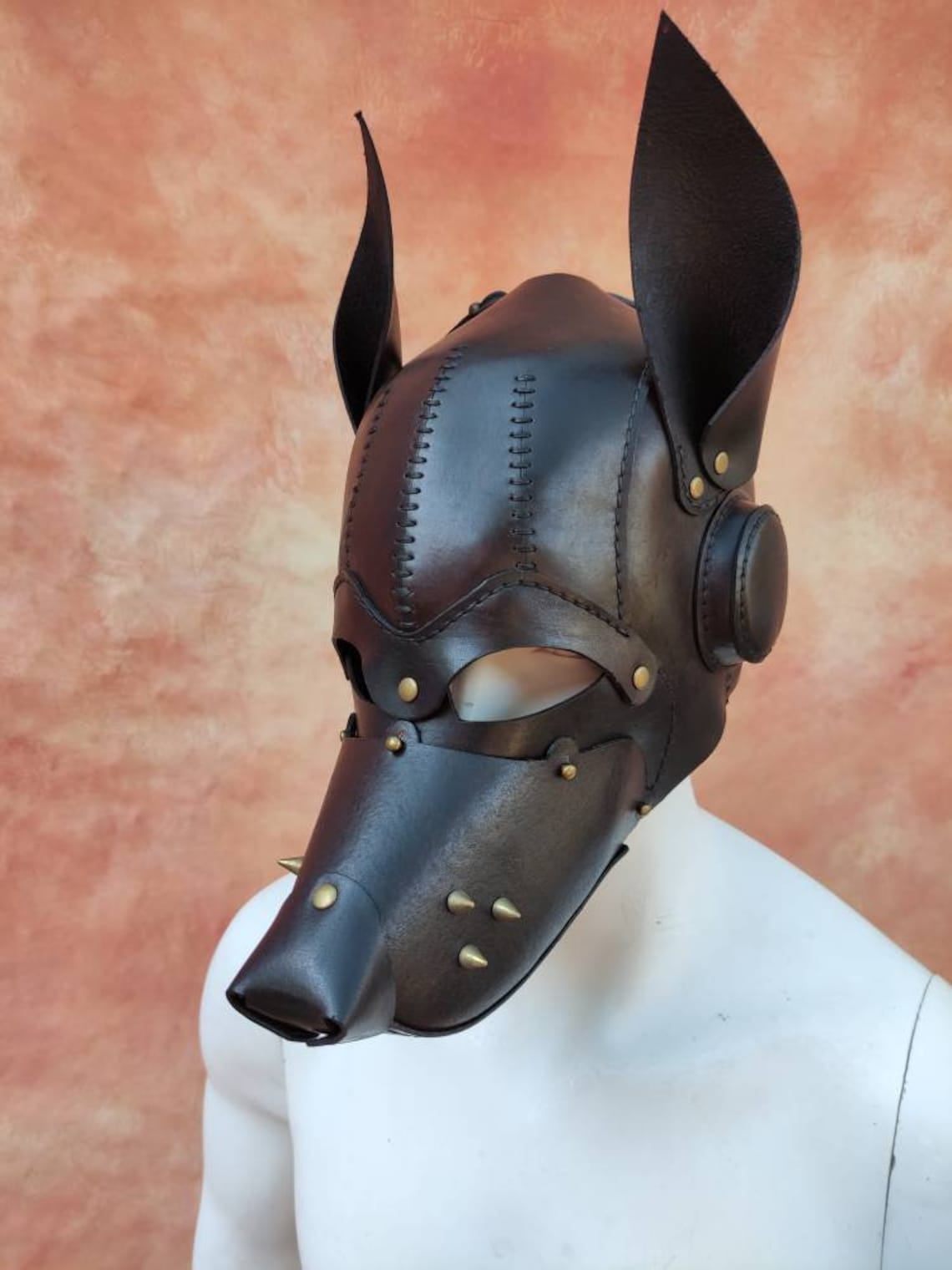 Leather dog mask Facemask Puppy Mask Pet Play Pup Hood | Etsy