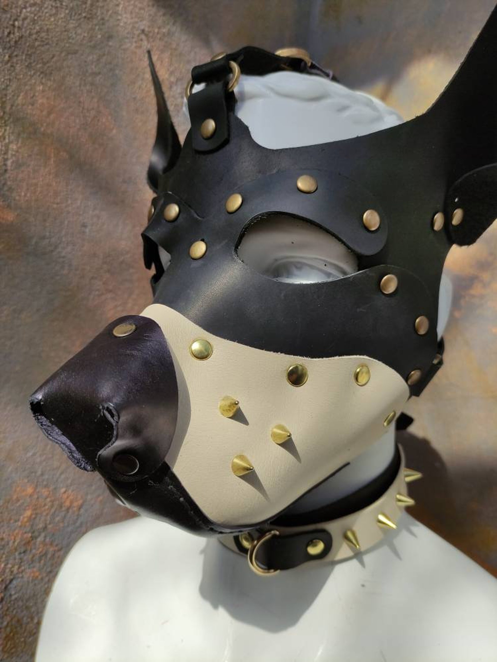 SET Leather Dog Mask and Collar Puppy Play Hood Petplay - Etsy