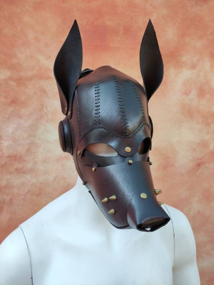 Leather Dog Mask Facemask Puppy Mask Pet Play Pup Hood - Etsy