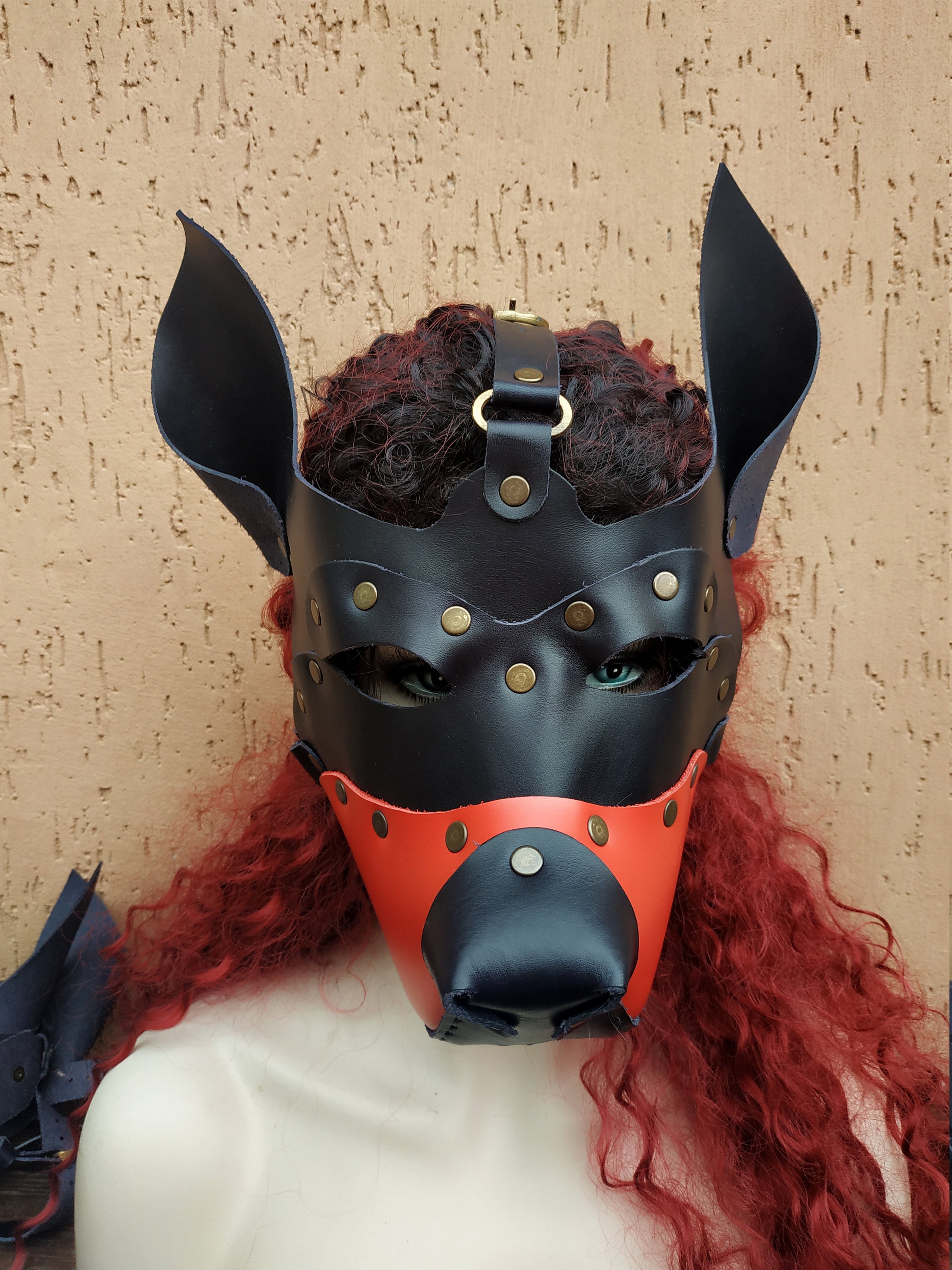 Leather Dog Mask Facemask Puppy Mask Pet Play Pup Hood | Etsy