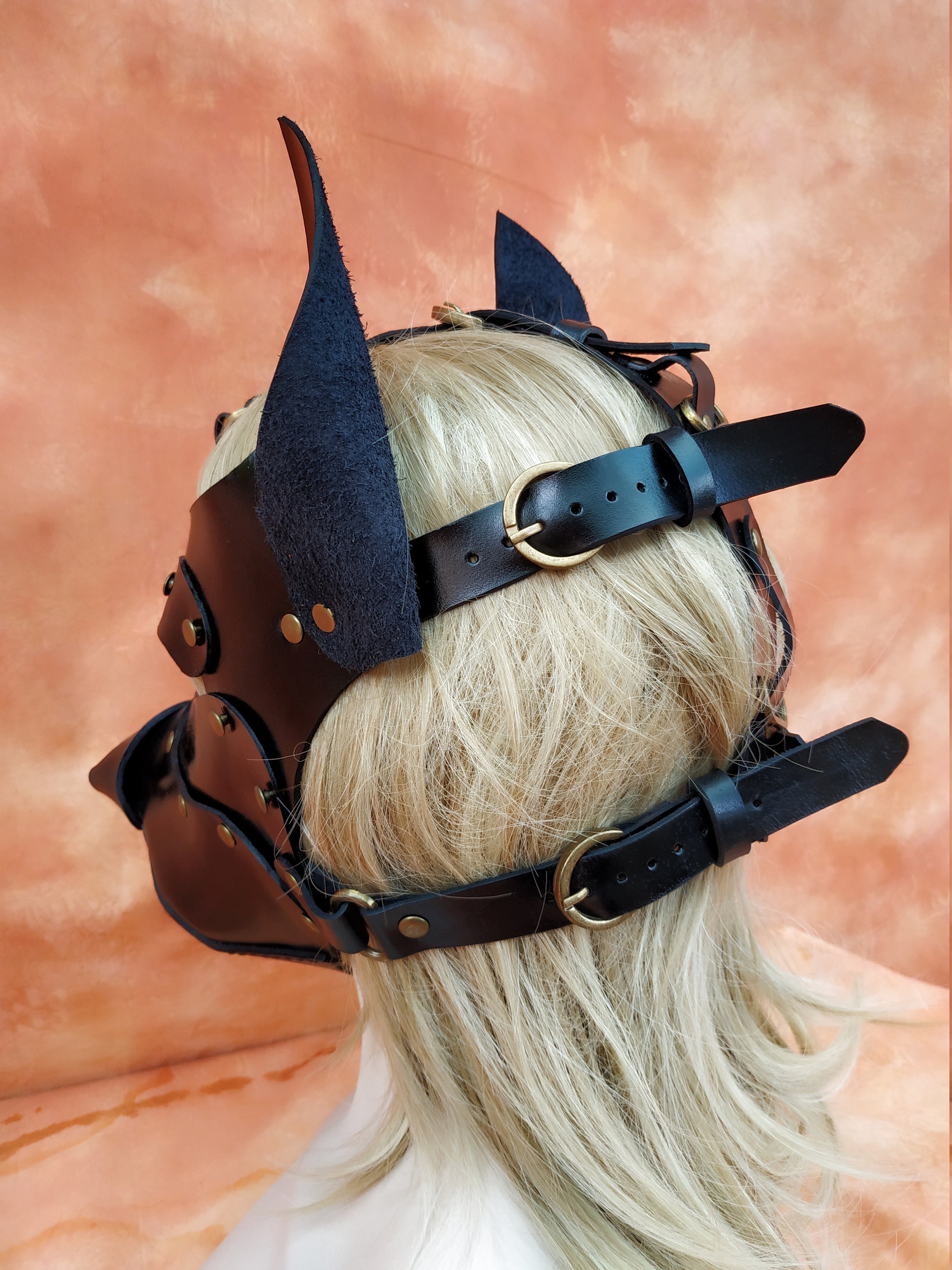 Black Leather Dog Mask Facemask Puppy Mask Pet Play Pup - Etsy