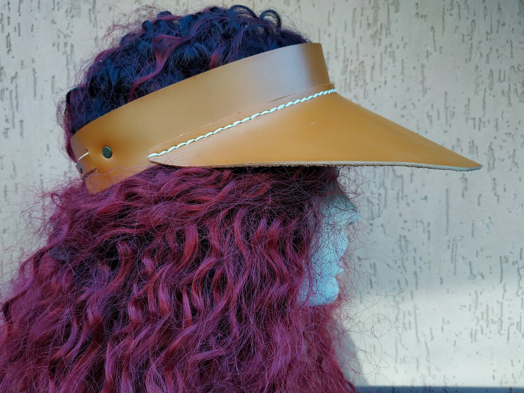 Handmade Adjustable Leather Visor. Hand Sewn Visor. FULL Size Leather ...
