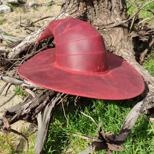 Leather Witch Wizard Hat, Geniune Leather, , Pixie, Halloween, Fairy, Woodland, Festival ...