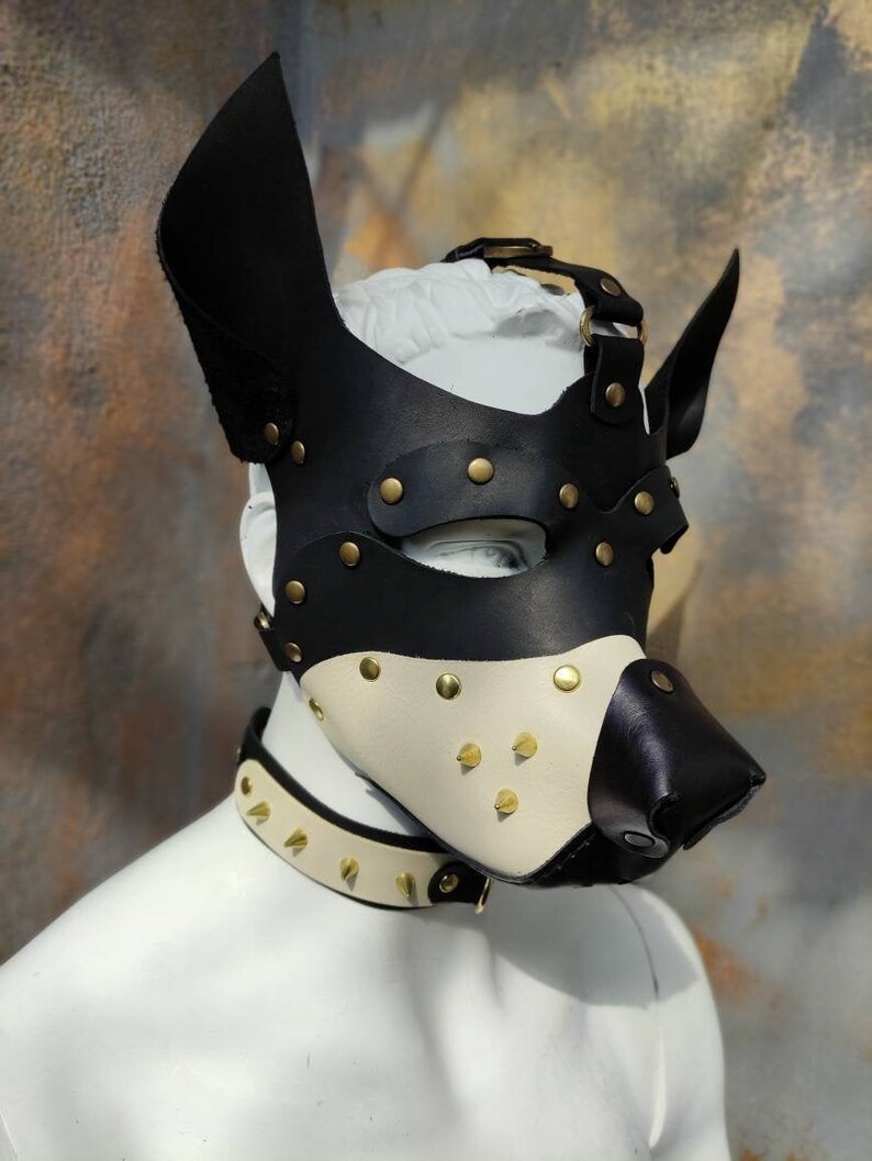 SET Leather Dog Mask and Collar Puppy Play Hood Petplay - Etsy