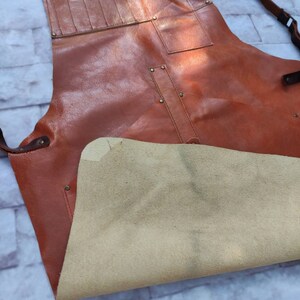 Leather Work Apron With Brass Buckles and Pockets, Geniune Leather ...