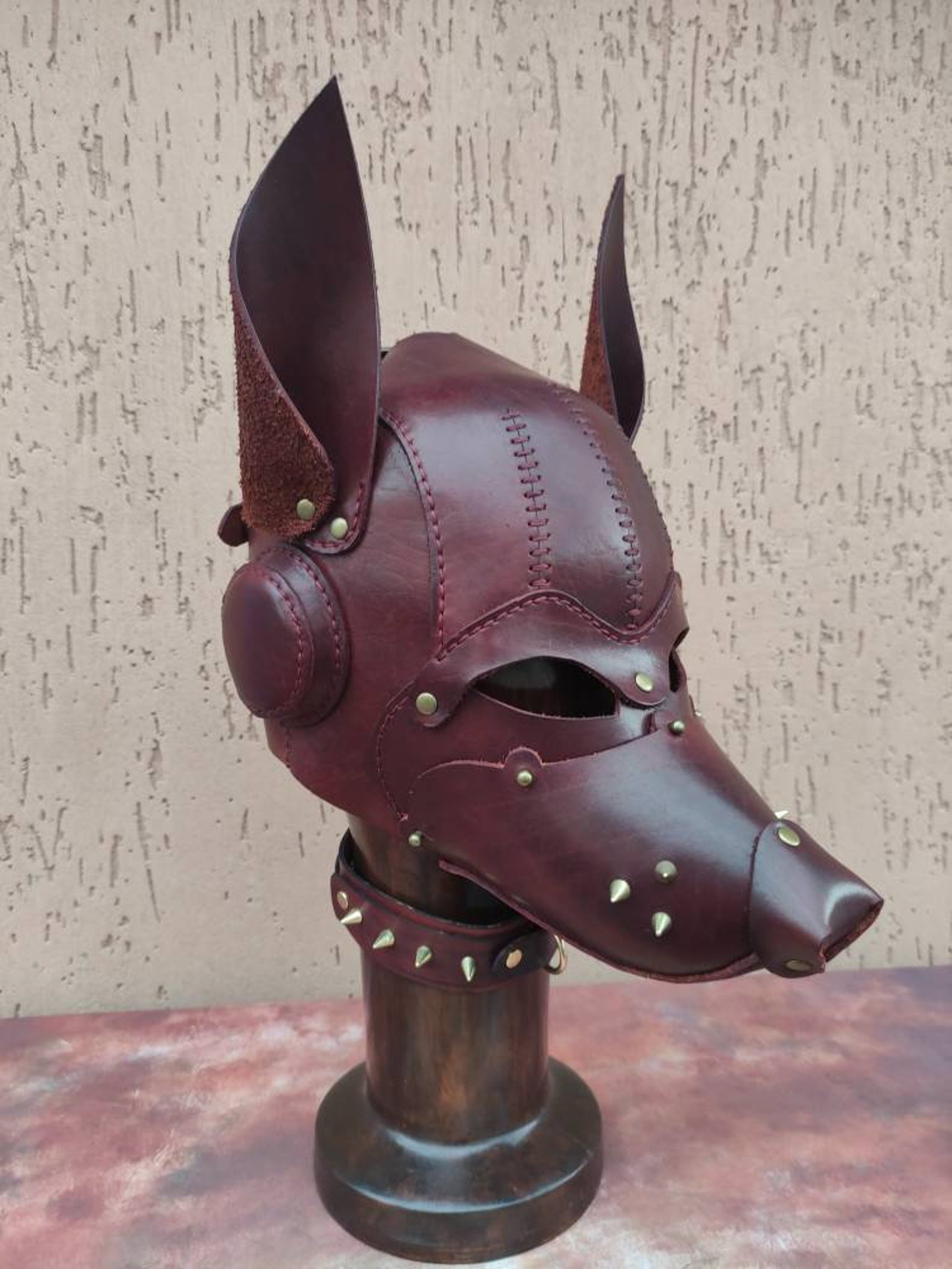 SET Leather dog mask and Collar Puppy play hood PetPlay | Etsy