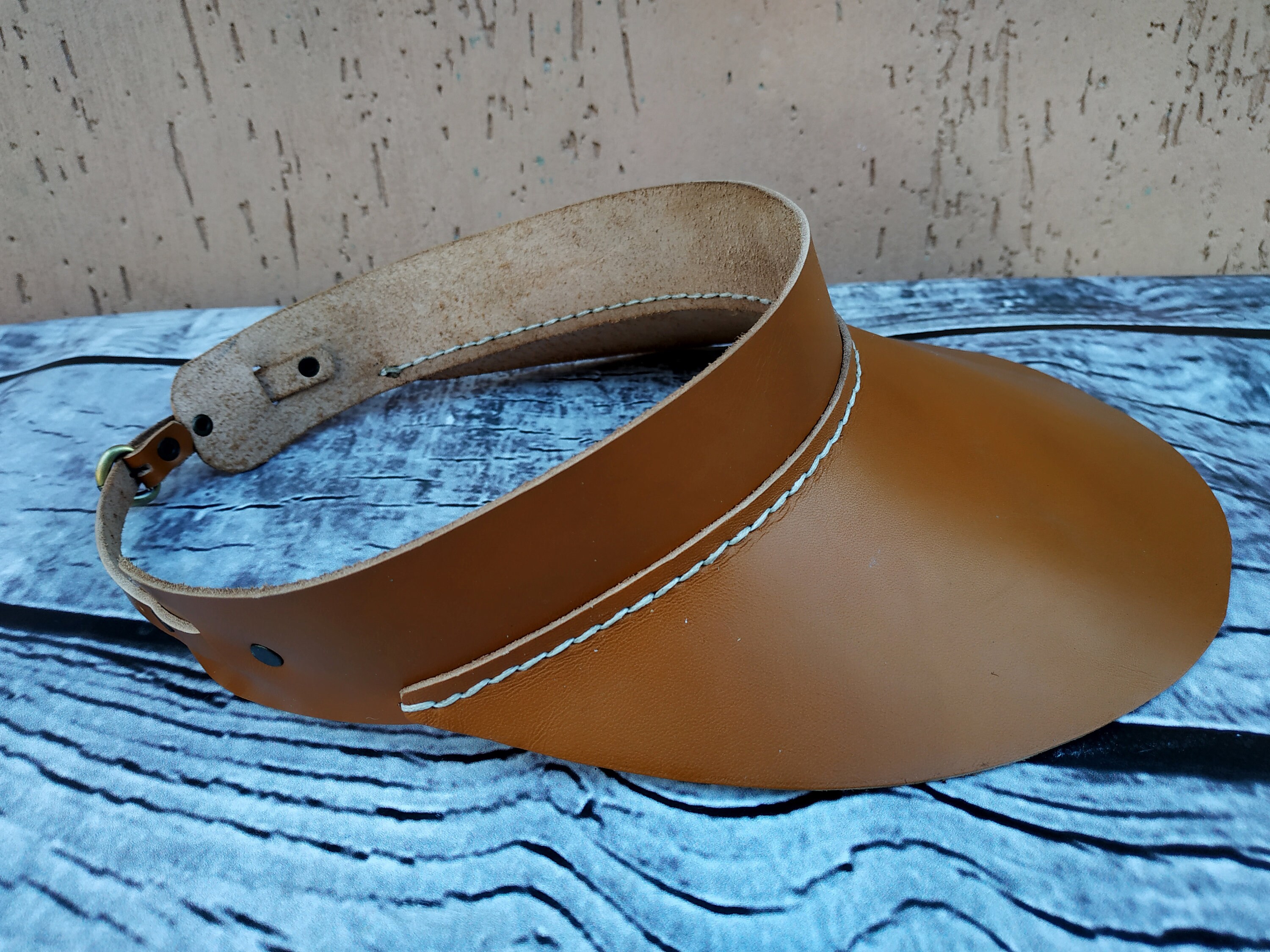Handmade Adjustable Leather Visor. Hand Sewn Visor. FULL Size - Etsy