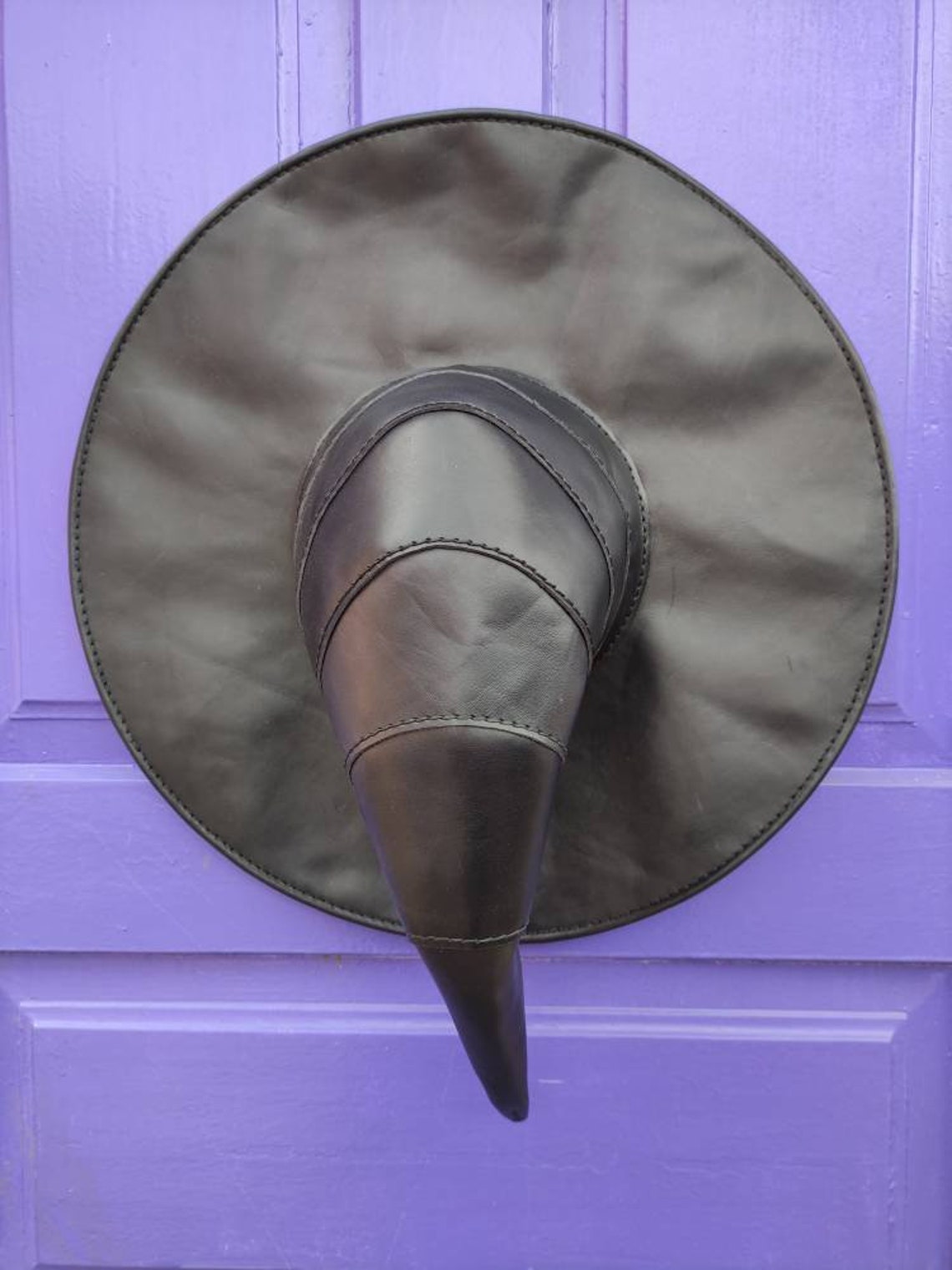 Leather Witch Wizard Hat Geniune Leather Pixie Halloween | Etsy