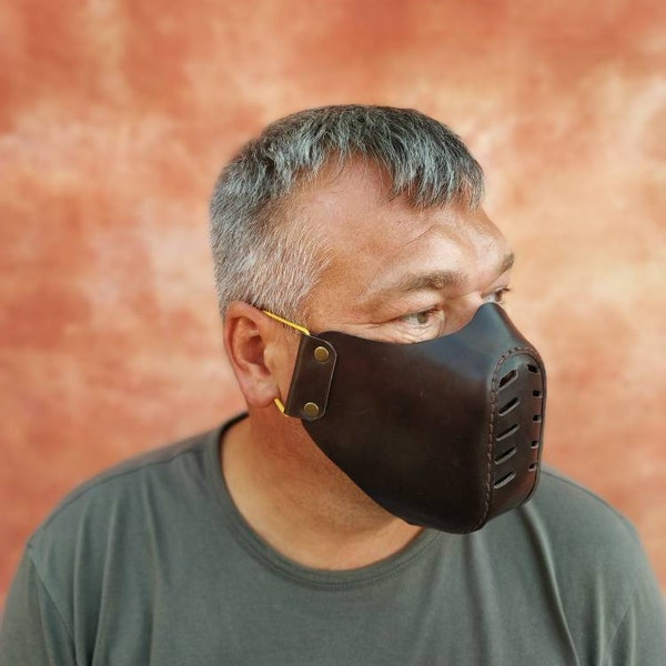 Leather Face Mask With Filter - Etsy