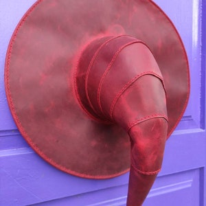 Leather Witch Wizard Hat, Geniune Leather, , Pixie, Halloween, Fairy ...