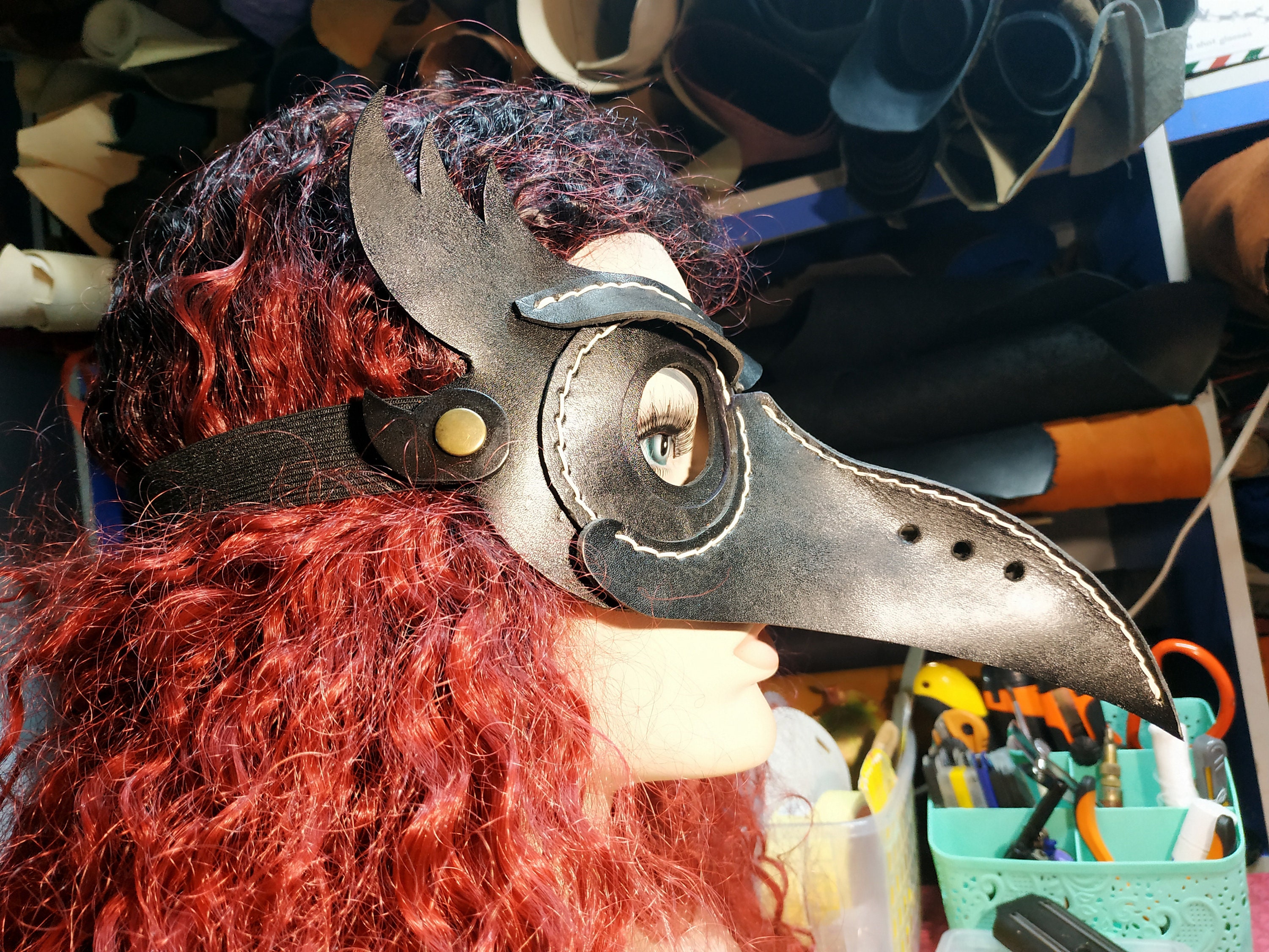 Raven Mask Bird Mask Leather Mask Black Leather Mask - Etsy