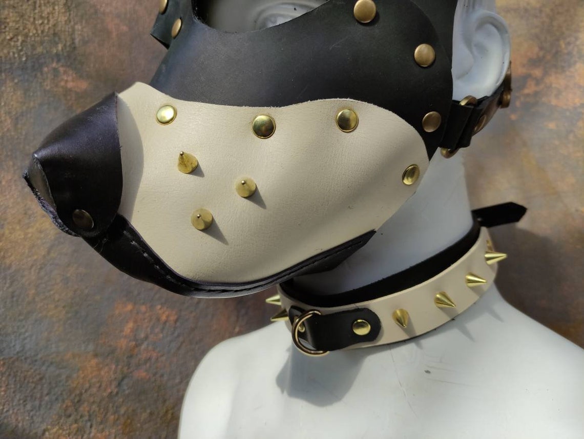 SET Leather Dog Mask and Collar Puppy Play Hood Petplay - Etsy