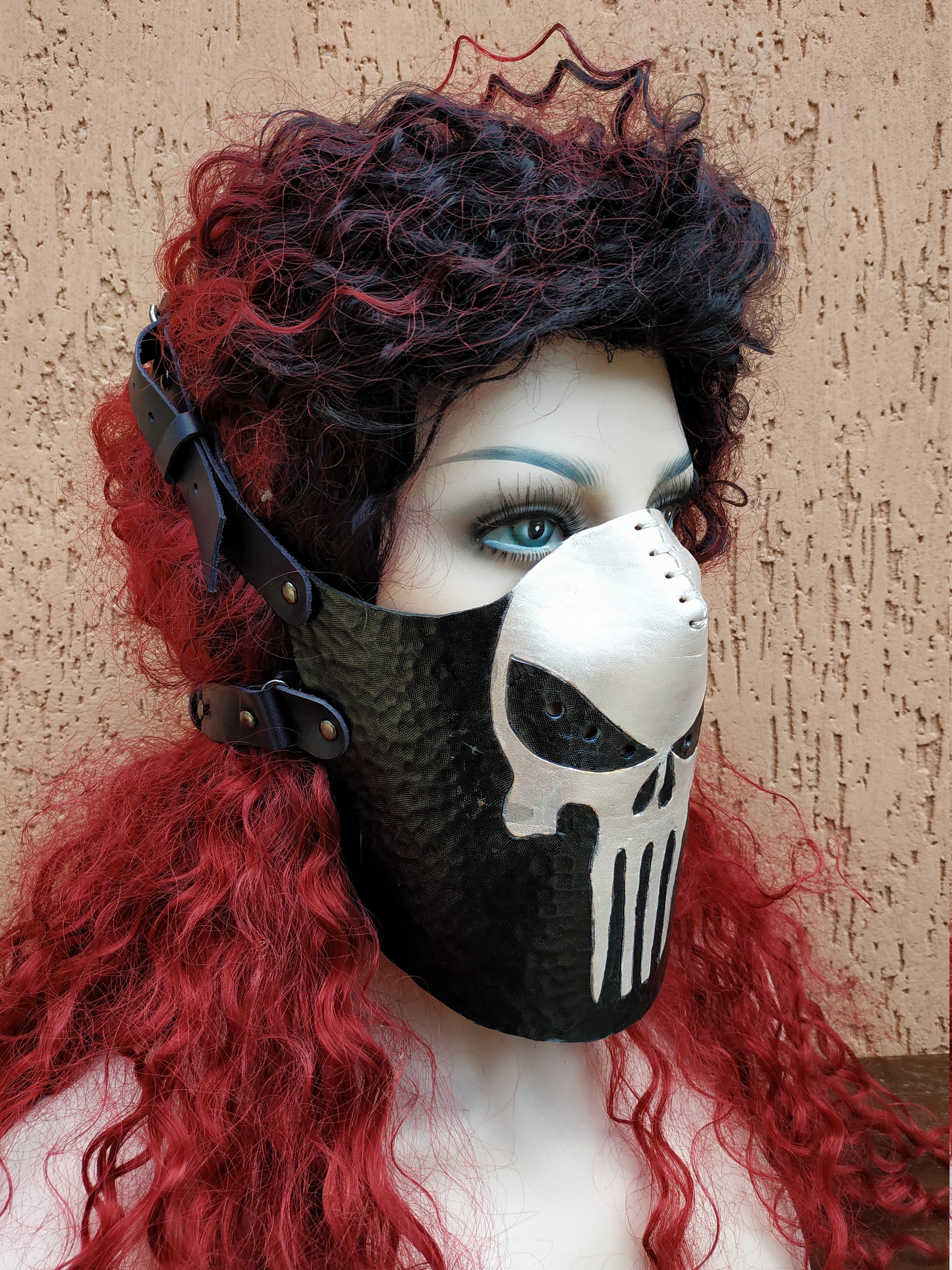 Punish Skull Leather mask Scull mask scull biker mask | Etsy