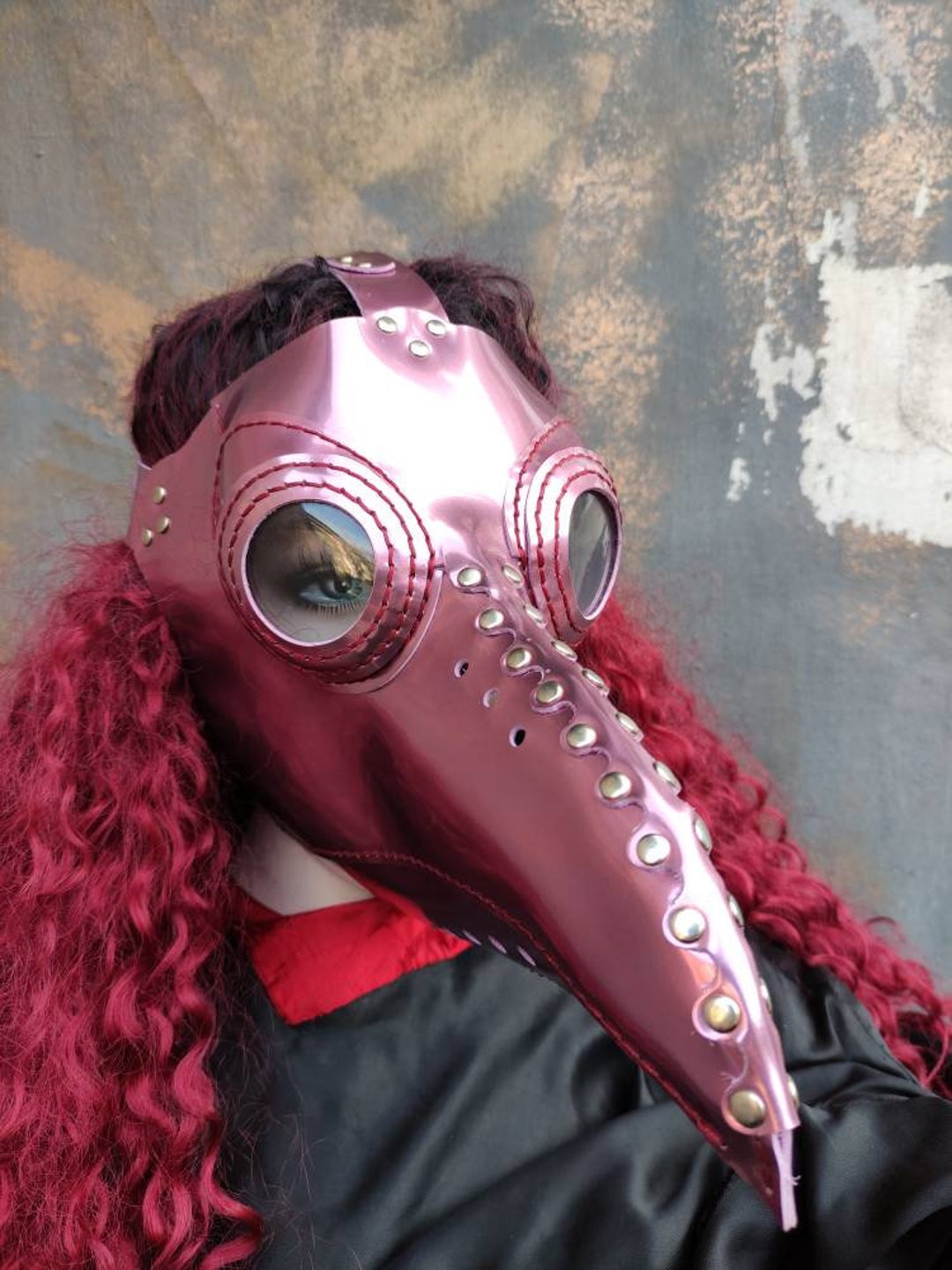Pink Plague Doctor Mask Leather, Medieval Bird Mask, Steampunk ...