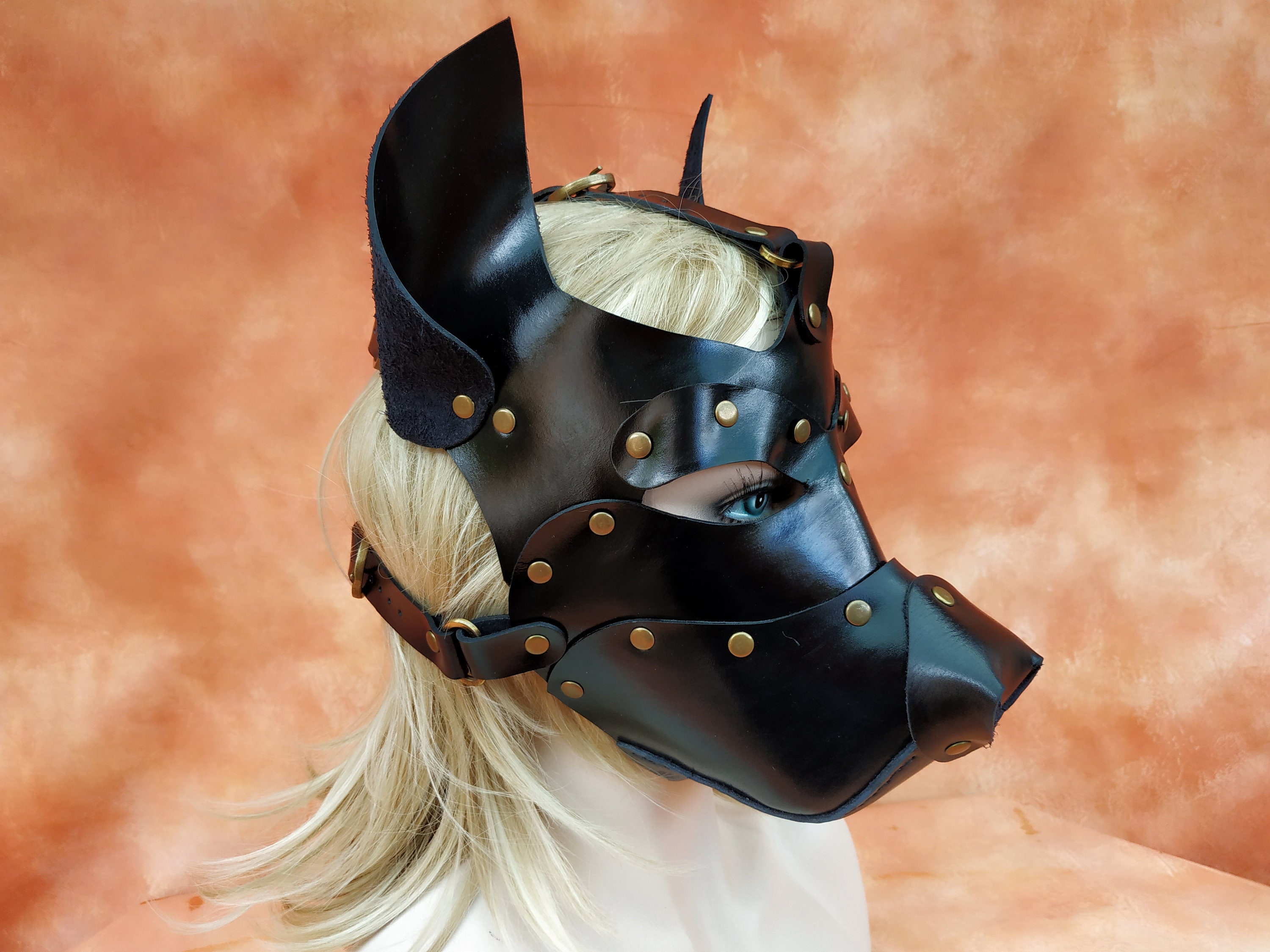 Black Leather Dog Mask Facemask Puppy Mask Pet Play Pup - Etsy