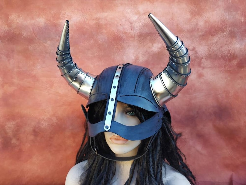 Leather Viking Helmet Helmet With Horns Steampunk Cap LARP - Etsy