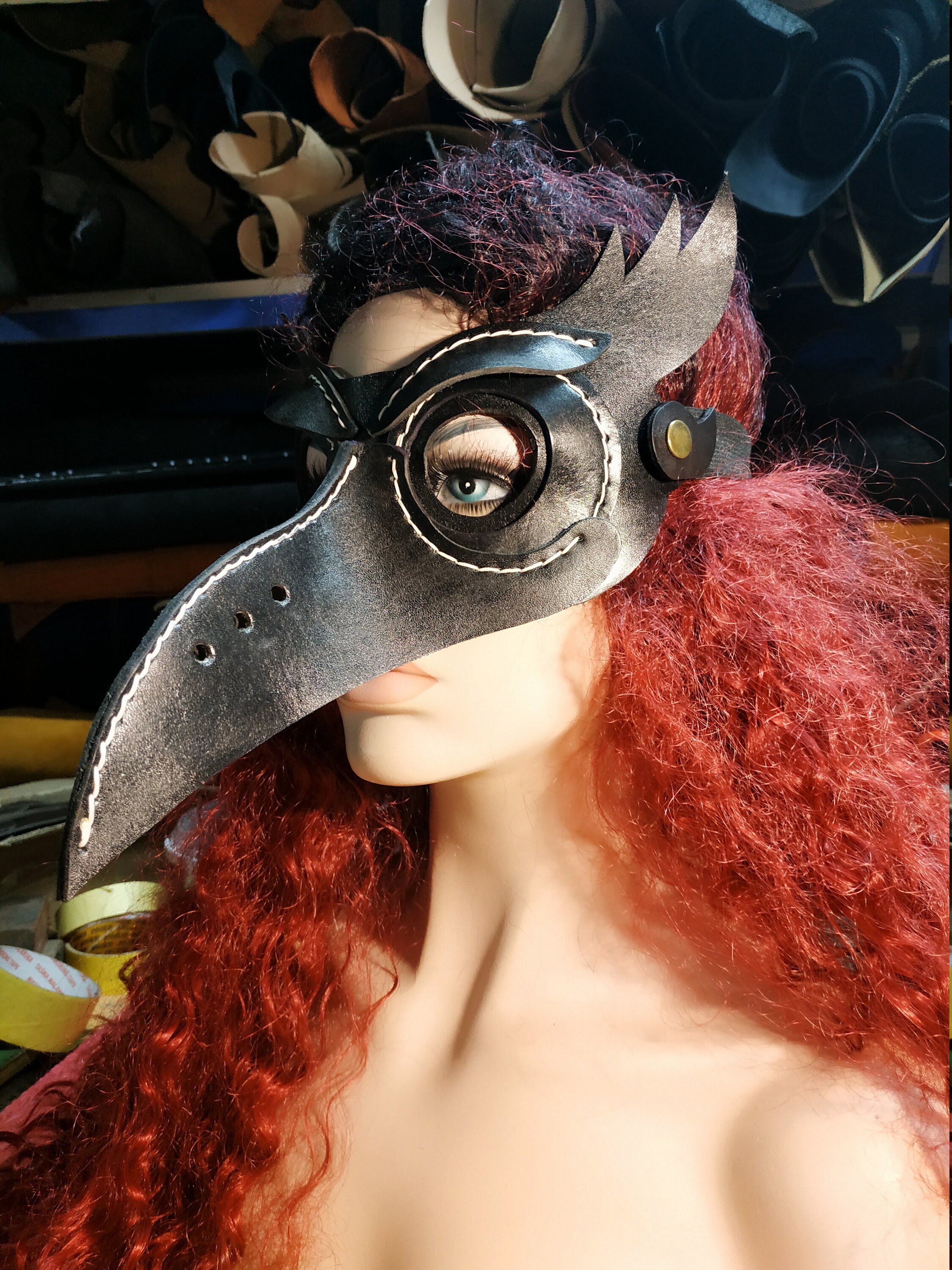 Raven Mask Bird Mask Leather Mask Black Leather Mask - Etsy