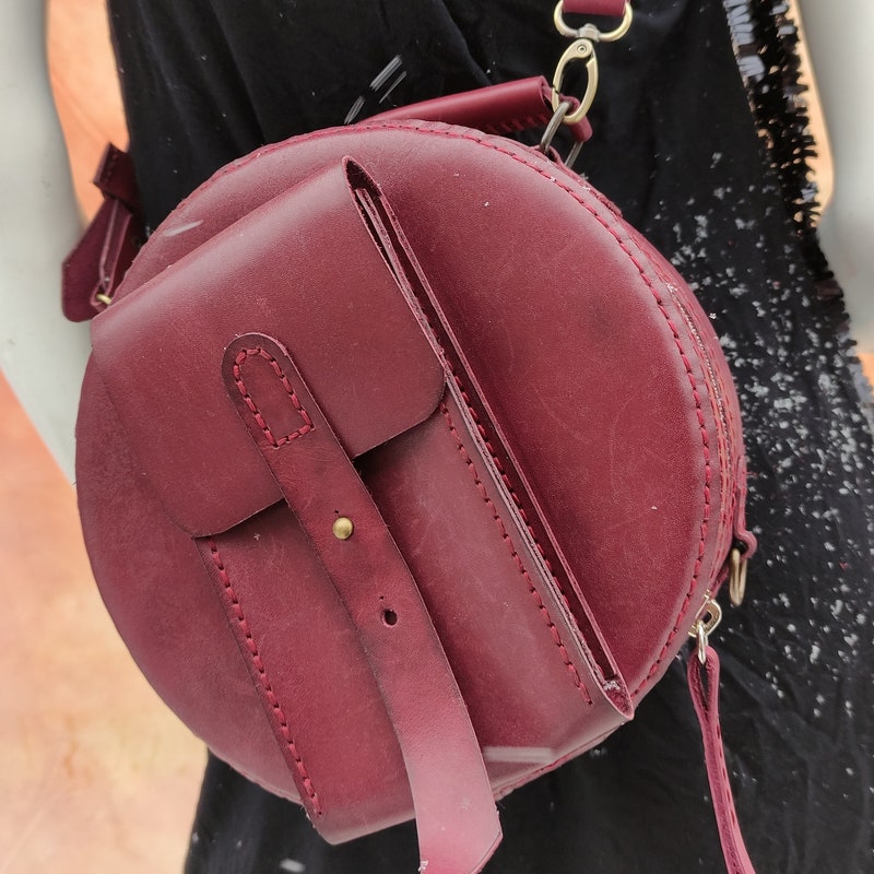 Leather Circle Bag - Etsy
