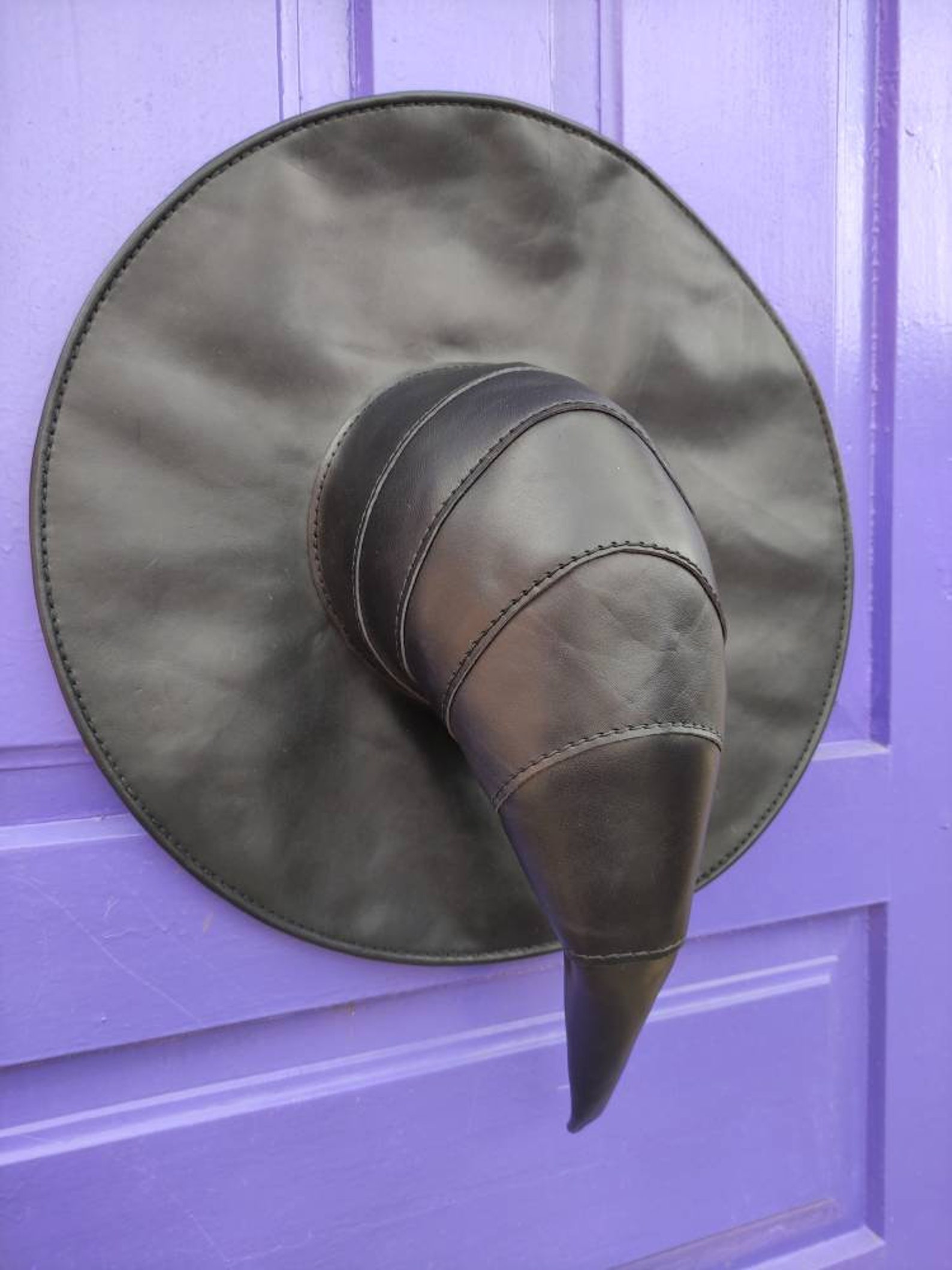 Leather Witch Wizard Hat Geniune Leather Pixie Halloween | Etsy