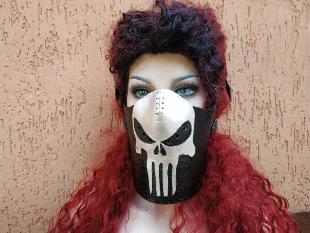 Punish Skull Leather Mask, Scull Mask, Scull Biker Mask, Punisher Mask ...