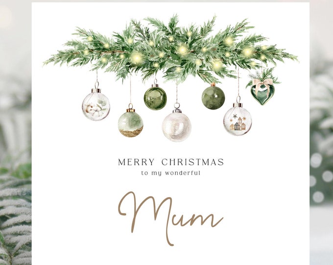 Merry Christmas Mum Card, Mum Christmas Card, Christmas Card for Mum ...