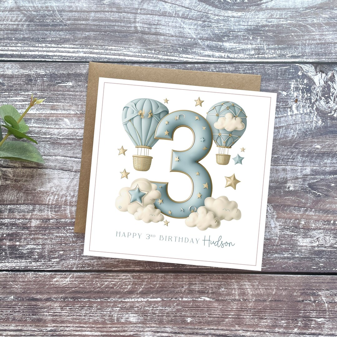 Personalised 3rd Birthday Card | Boys 3rd Birthday Card | Blue Third ...