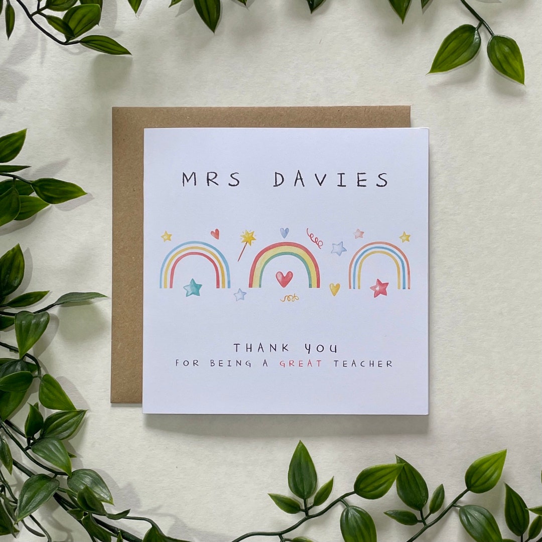 Personalised Thank you Card for Teacher, Teacher Card, Teacher Gift ...