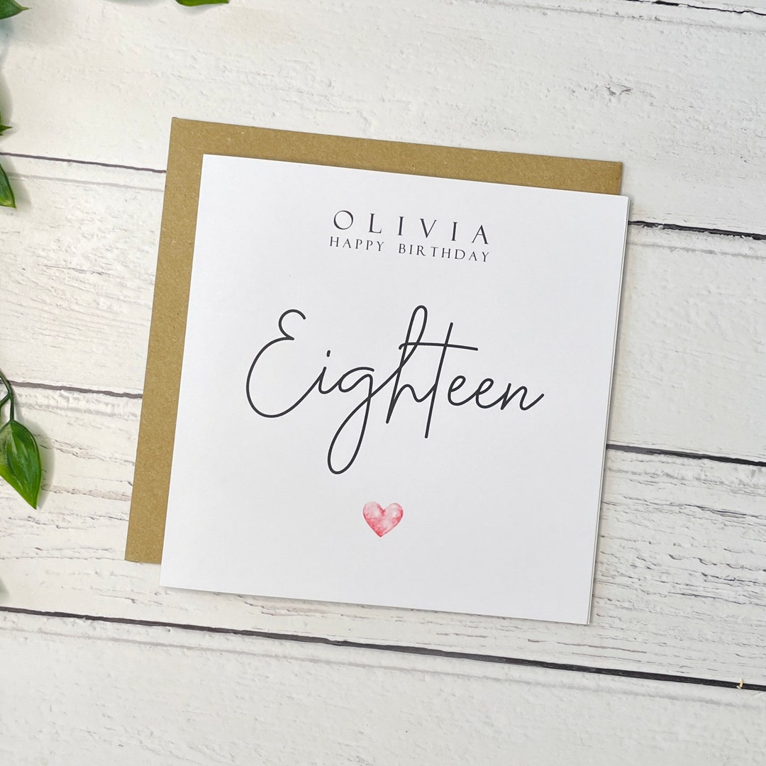 Personalised 18th Birthday Card, Eighteenth Birthday Card, Eighteen ...