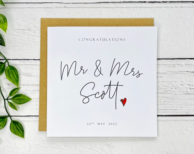 Personalised Mr and Mrs Card Wedding Day Card Marriage - Etsy UK