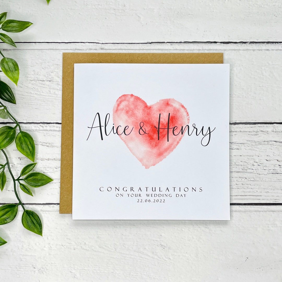 Personalised Wedding Card, Pretty Wedding Card, Heart Wedding Card ...