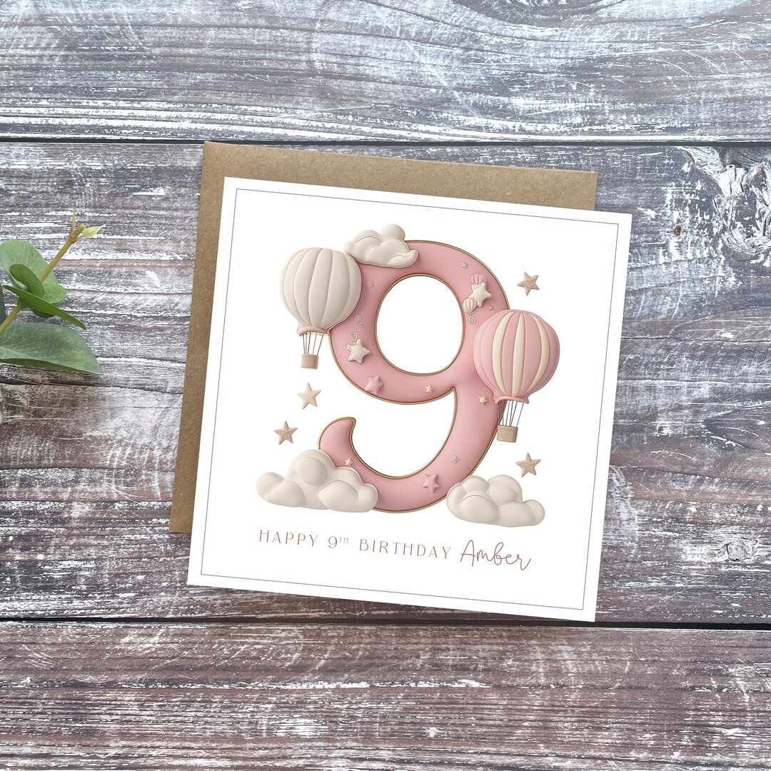 Personalised 9th Birthday Card | Girls Ninth Birthday Card | 9th ...