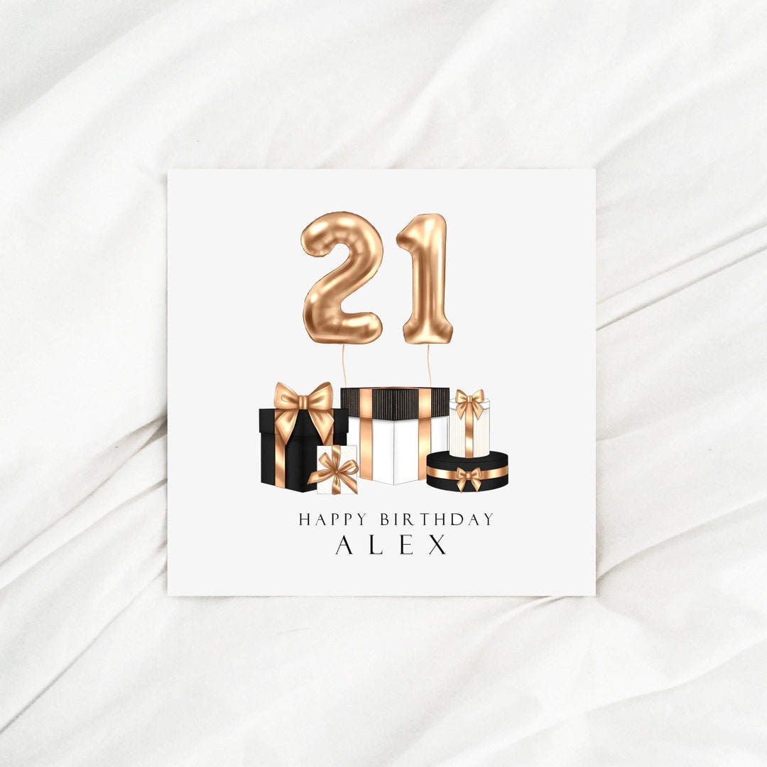 Personalised 21st Happy Birthday Card for Him, Card for Him, Male ...