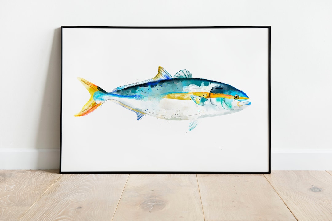 Digital Fish Print | Yellowtail, Fish Art, Gifts for Fishermen, Fish ...