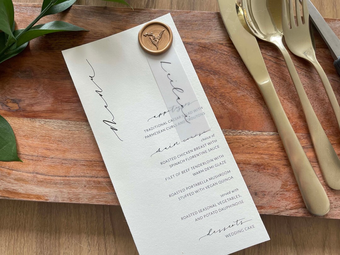 BETTY MENU SUITE- White/ivory Menu Place Card Suite With Name Card ...