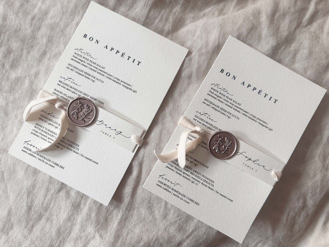 ARCHER MENU SUITE - Modern Menu Place Card Suite With Name Card, Place ...