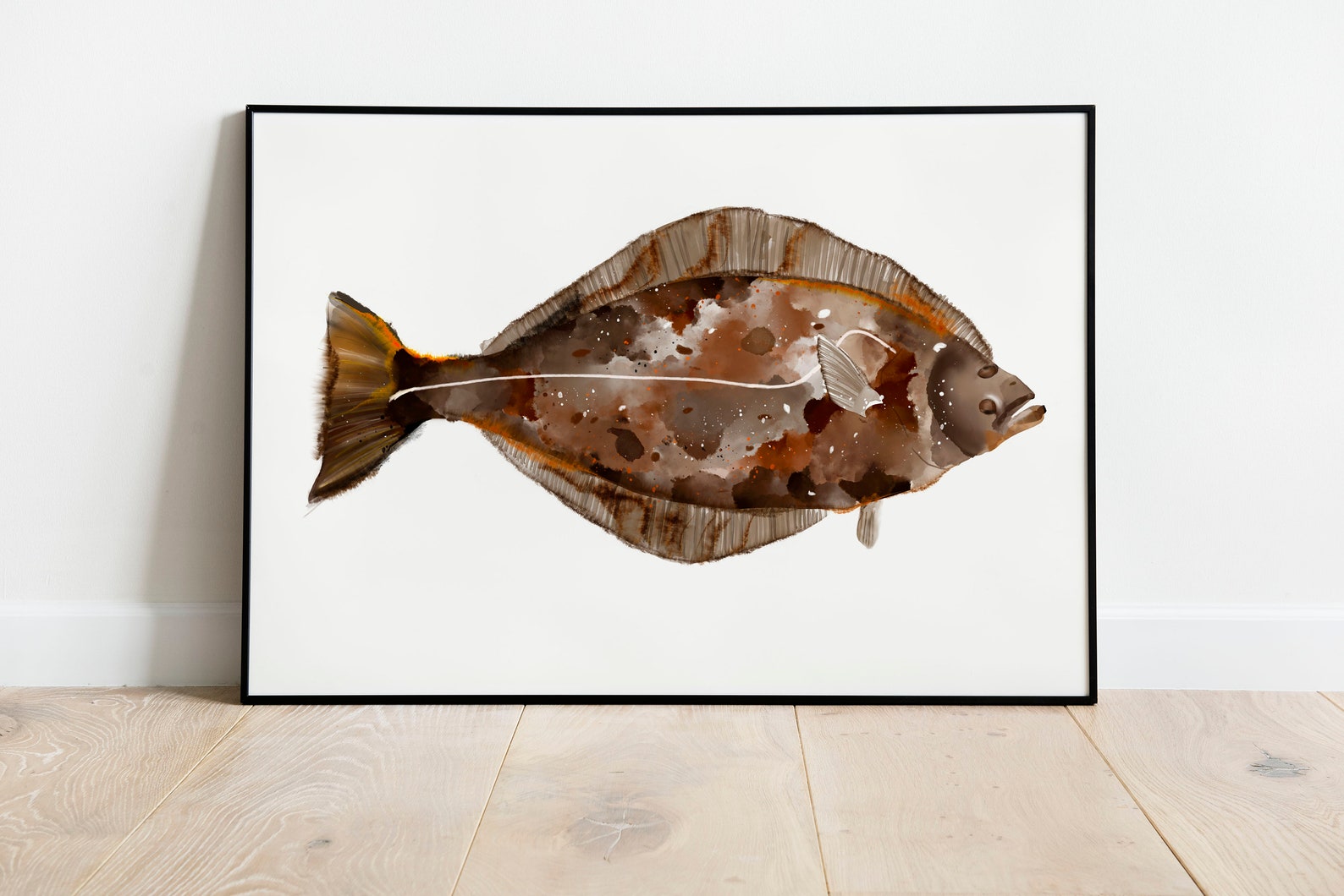 Digital Halibut Print Fish Print Fish Illustration Fish Art Postcard ...