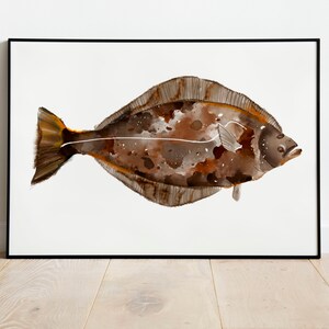 Digital Halibut Print | Fish Print | Fish Illustration | Fish Art ...