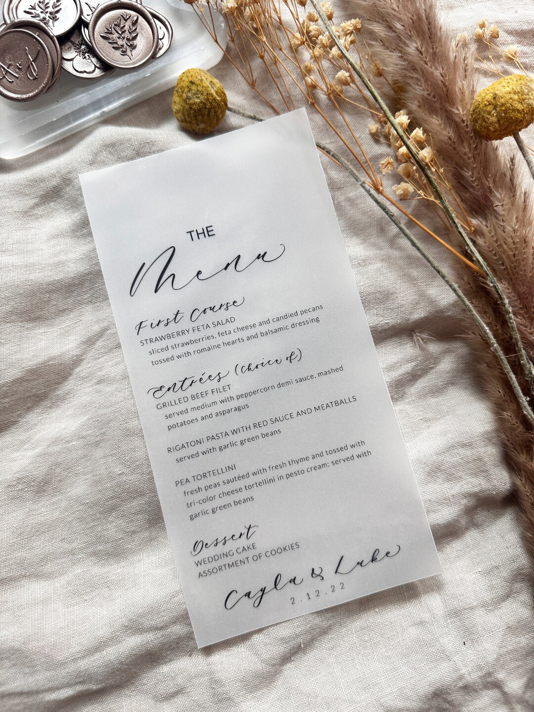 SAMSON MENU Wedding Menu Cards, Minimal Modern Wedding, Wedding ...
