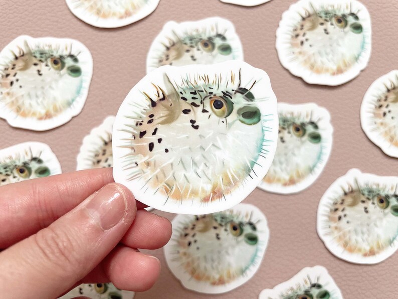 Puffer Fish Sticker Aesthetic Stickers Fish Sticker - Etsy