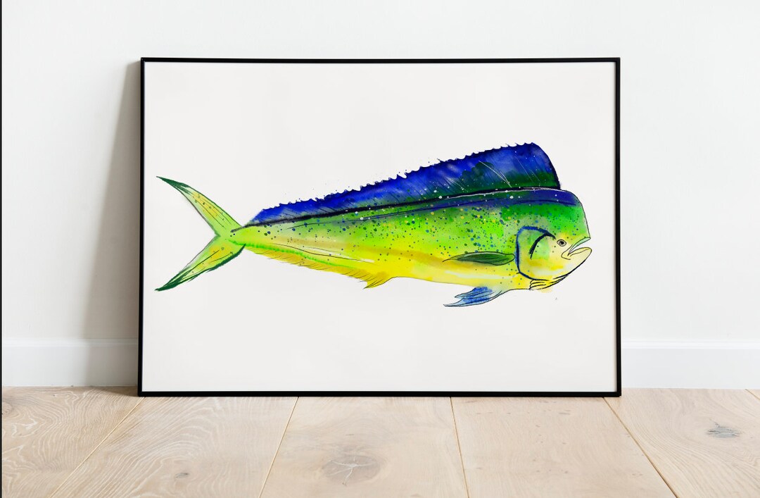 Digital Fish Print | Mahi Mahi Art Print - Postcard, Greeting Card ...