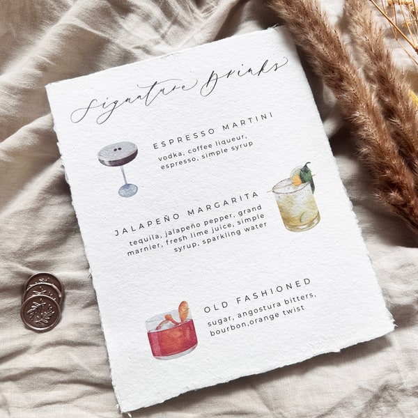 Handmade Paper Menus With Calligraphy - Etsy