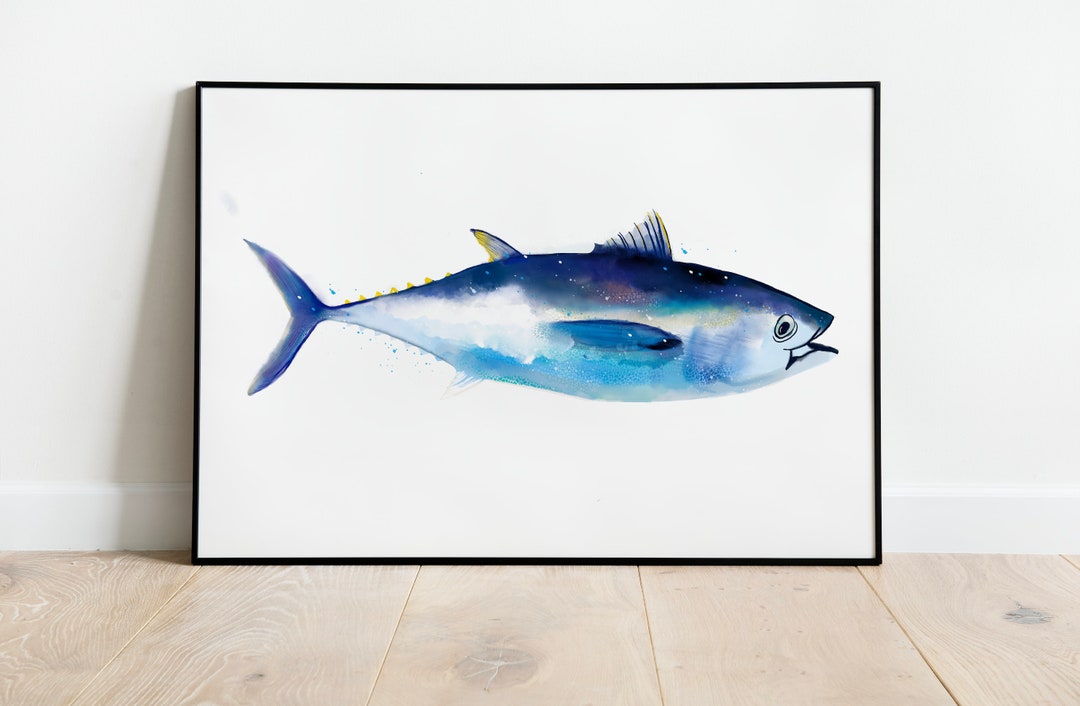Digital Fish Print | Blue Fin Tuna Art Print - Postcard, Greeting Card ...