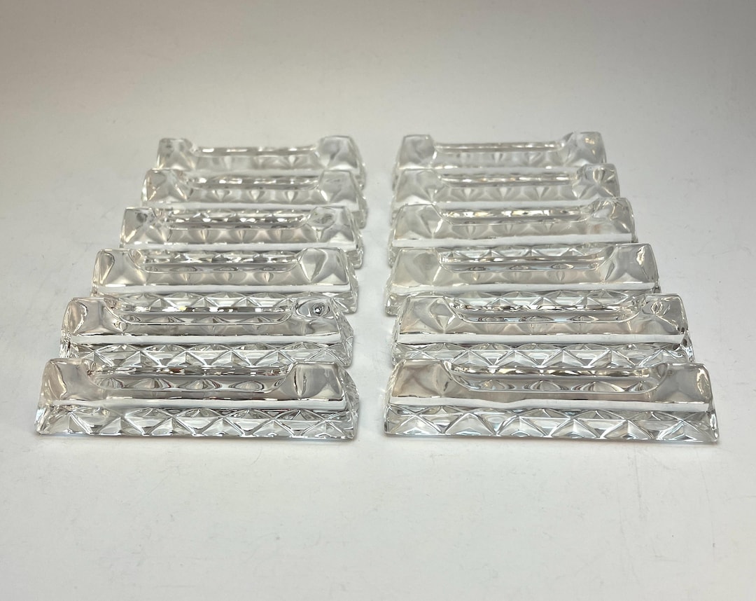 Glass Knife Rests, Mid-century Knife Rest, Knife Holder, Complete Set ...