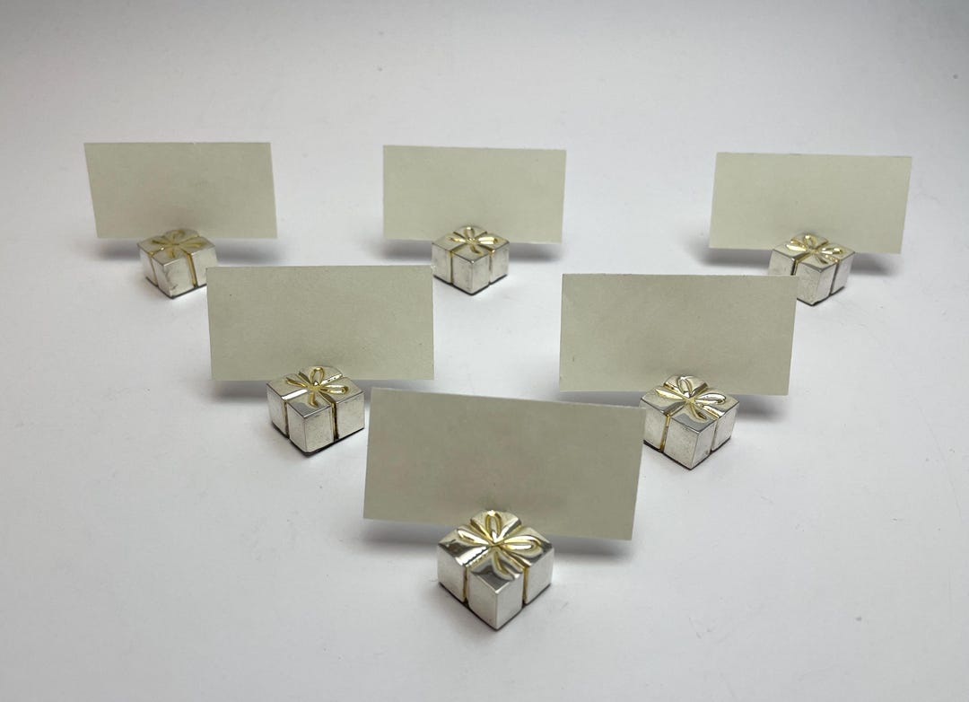 Set of Six Name Tag Holders, Place Card Holders, Silver Plated Cubes ...