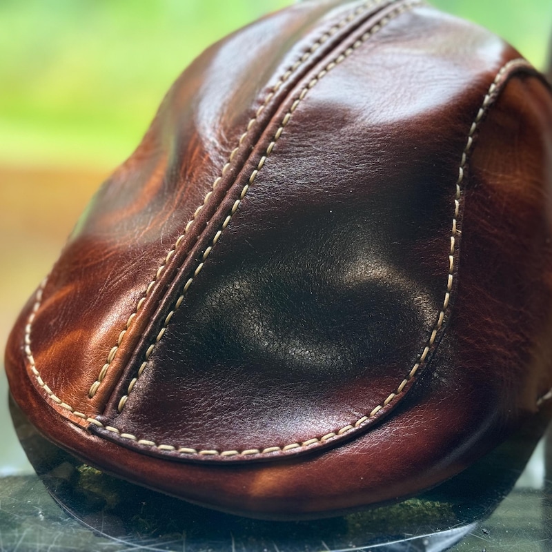 Leather Flat Cap Blue - Etsy