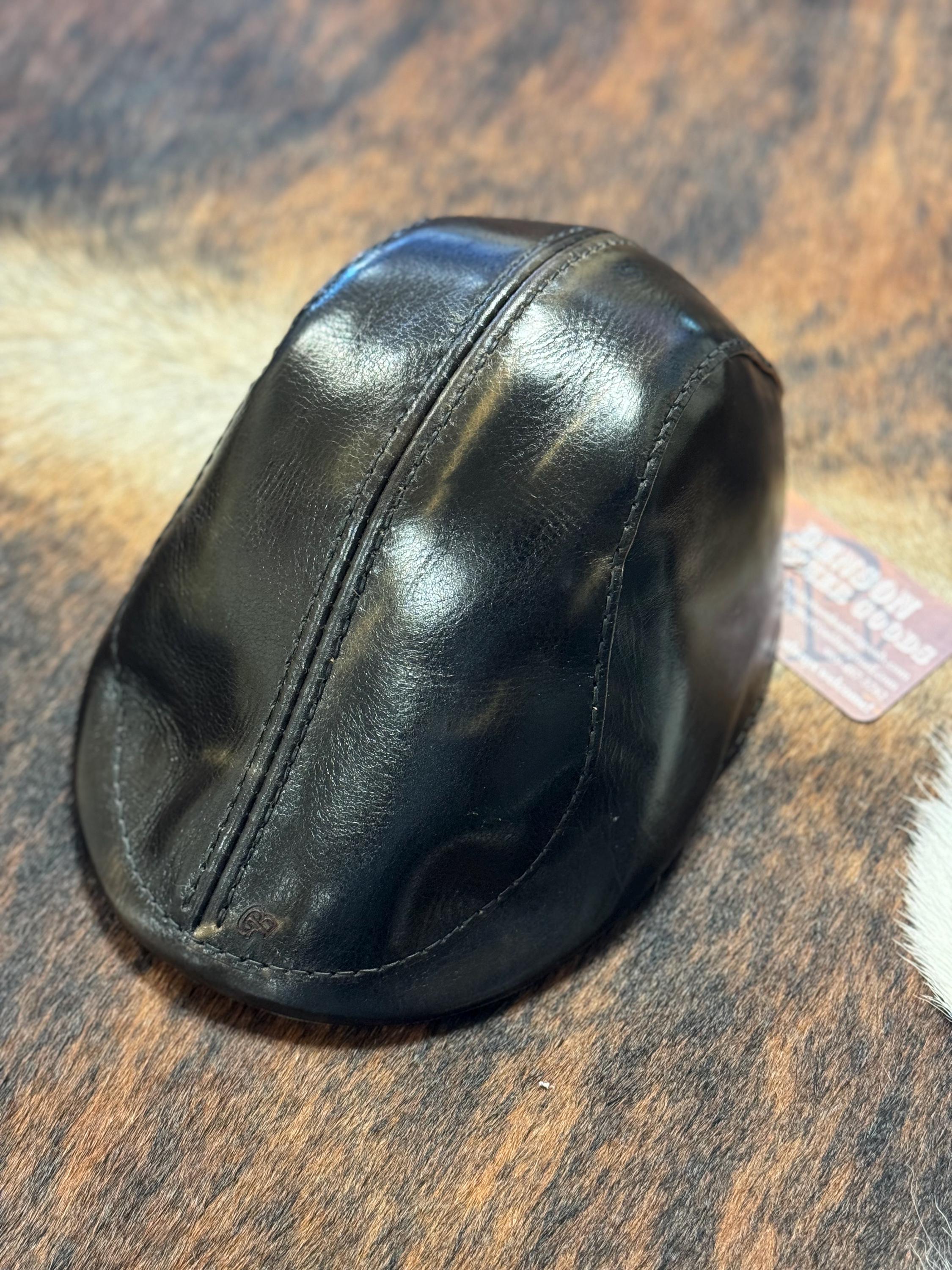 Handmade Leather Flat Cap, Leather Flat Cap, Leather Ivy Flat Ascot Cap ...