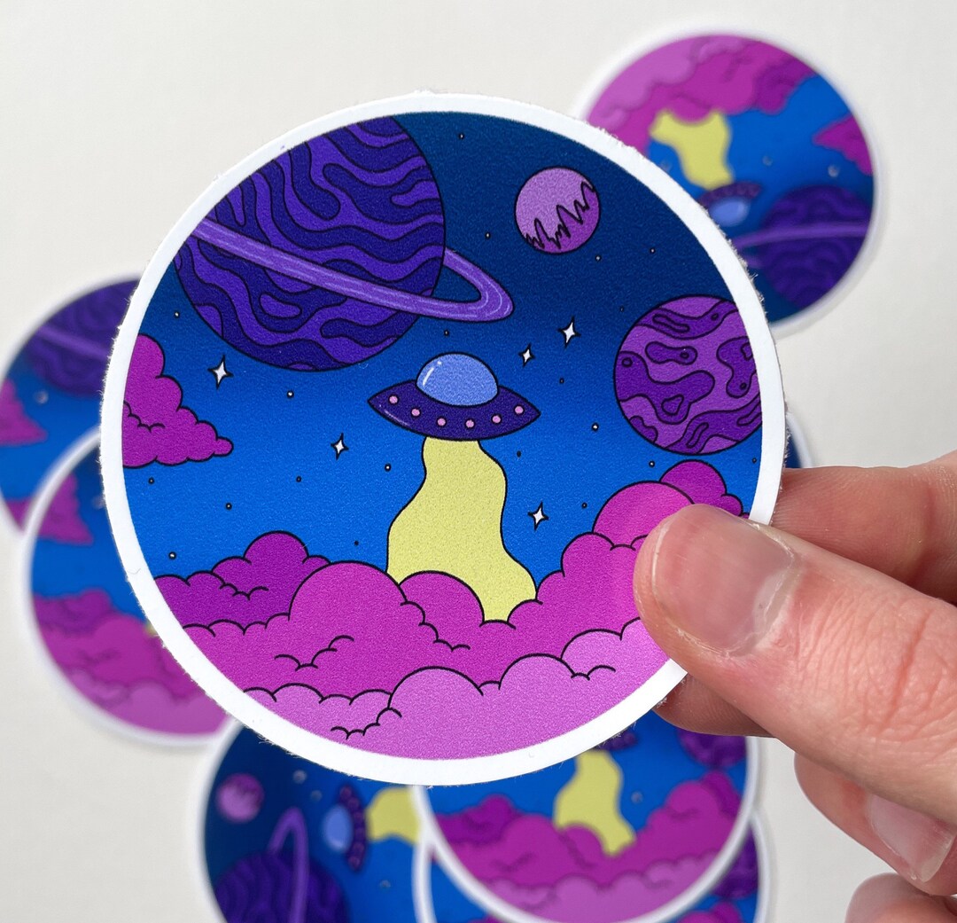Trippy Ufo Sticker /blue Sky Version - Etsy