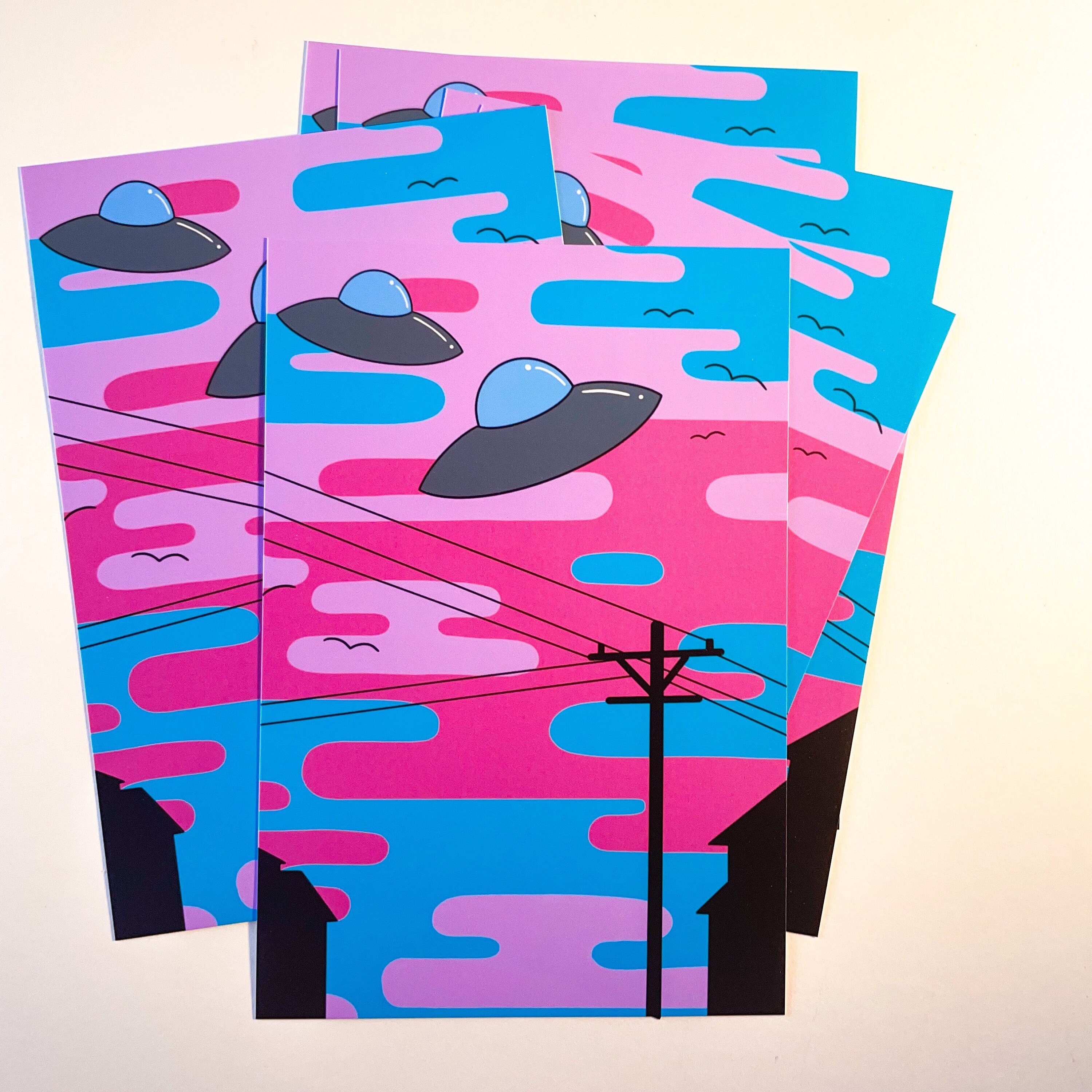 UFO Sighting/ Trippy Ufo Mini Print - Etsy